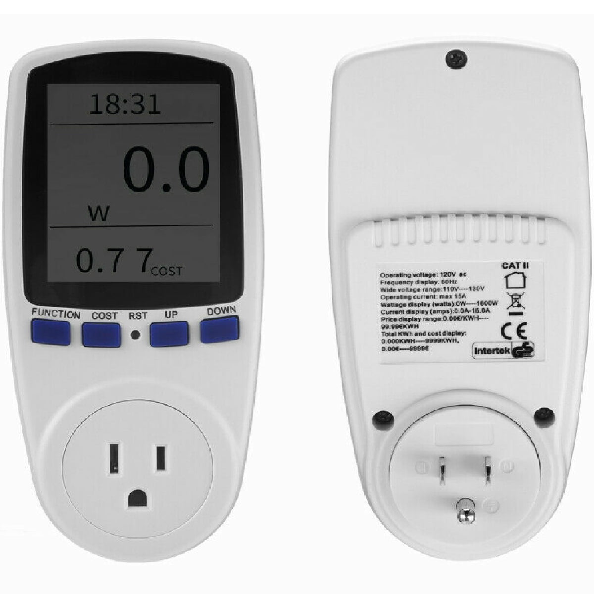 Electricity Usage Monitor Power Meter Plug Home Energy Watt Volt Amps ...