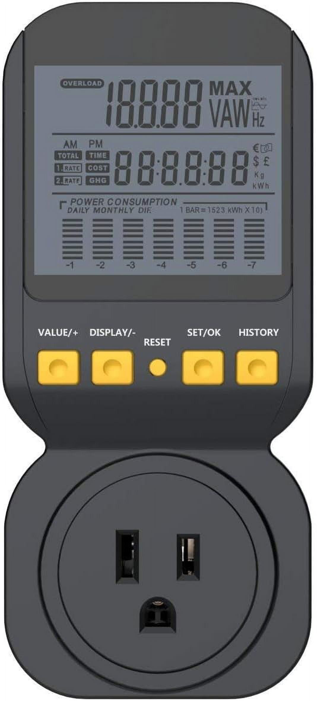 Electricity Usage Monitor by Energy Watt Meter with 15A Outlet, 1800 ...