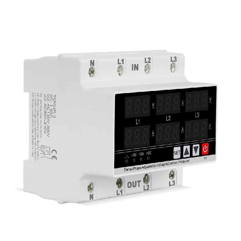 Electricity Usage Monitors Power Meter 3 Phase DIN Rail Voltmeter ...