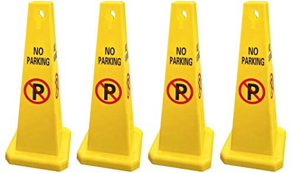 Electriduct Four Sided Traffic Cone No Parking Sign Yellow (Pack of 4 ...