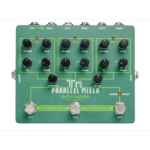 Electro-Harmonix Tri-Parallel Mixer/Switcher Guitar Multi-Effects Pedal ...