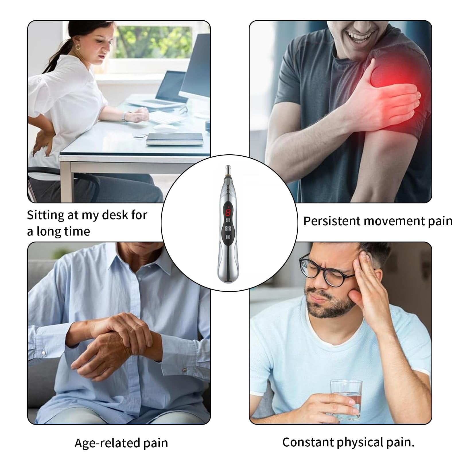 Electro Stimulation Pen for Wellness - Powerful Rechargeable Device with 9 Power Settings and 5 ...