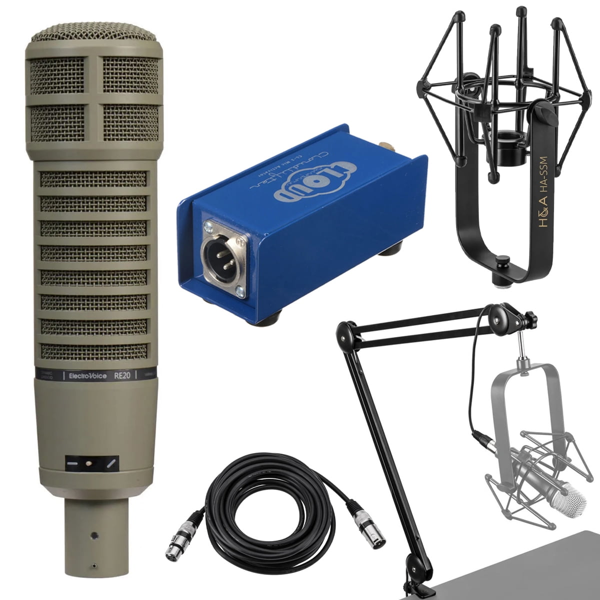 Electro-Voice RE20 Variable-D Dynamic Cardioid Mic - H&A Shock Mount ...