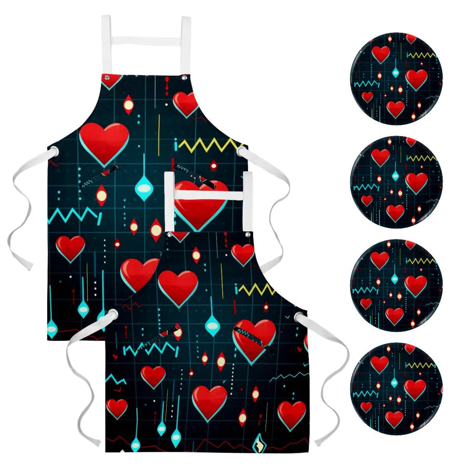 Electrocardiogram 2 Pack Waterproof Art Aprons with Pockets and Badge ...