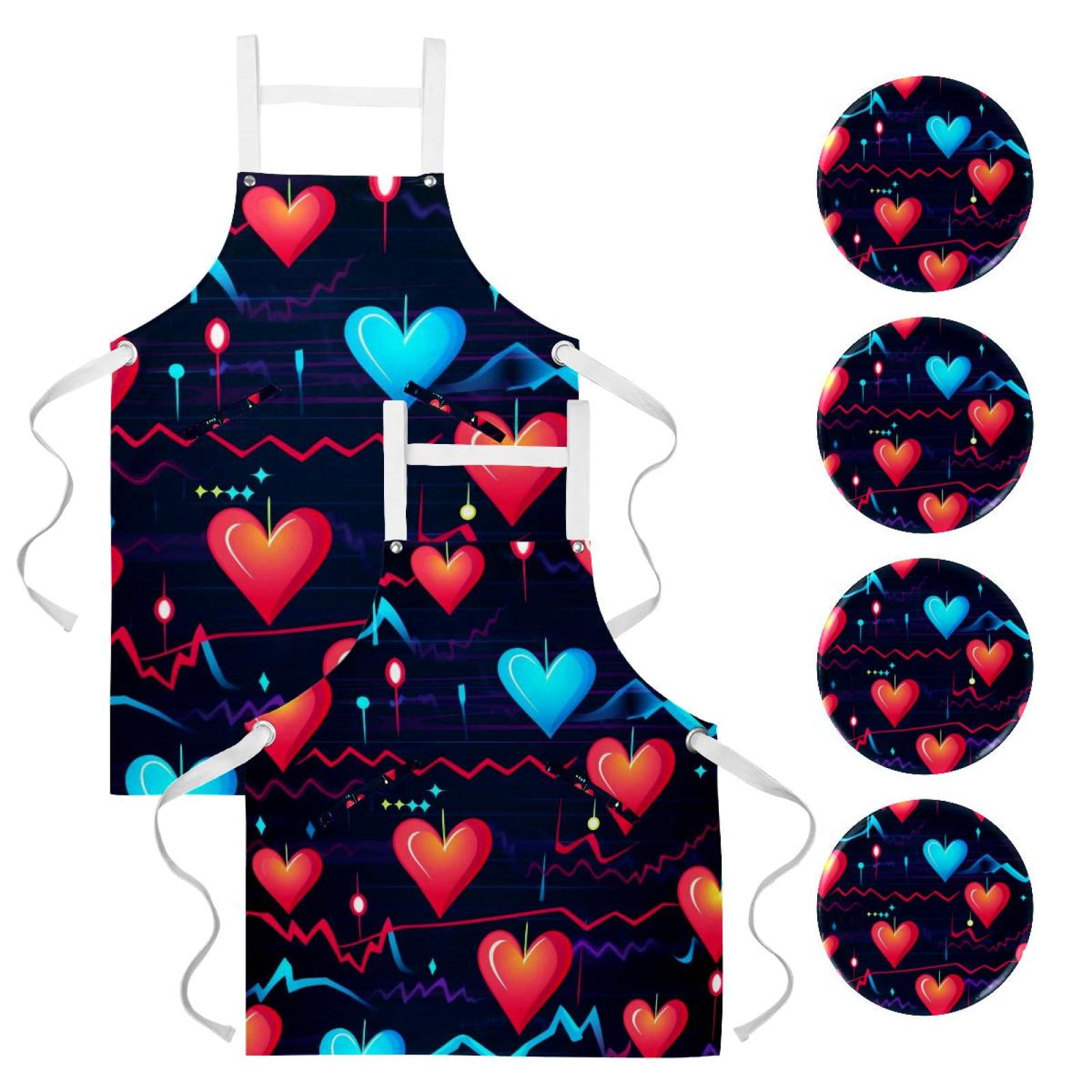 Electrocardiogram 2 Pack Waterproof Cooking Apron with Pockets and ...