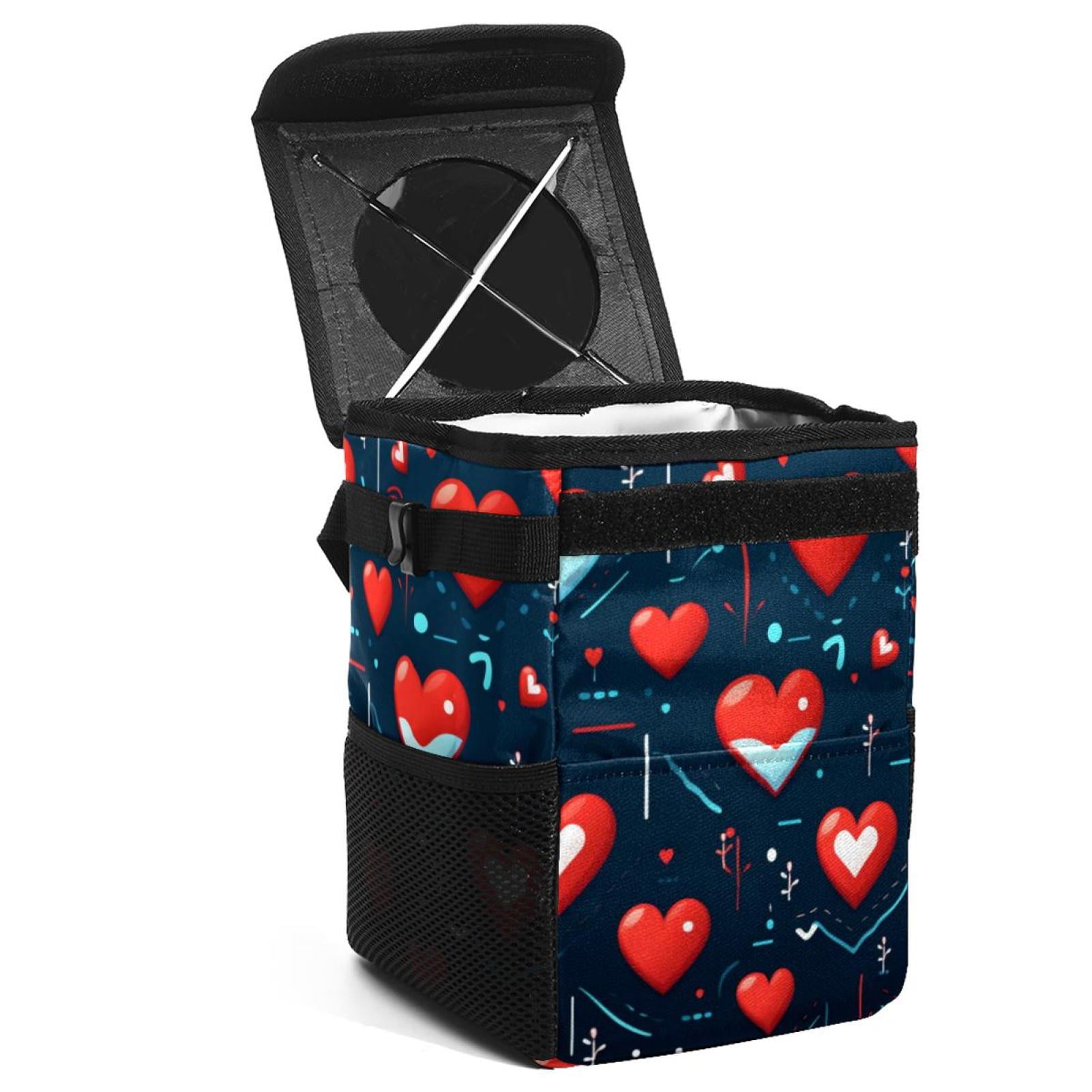 Electrocardiogram Car Trash Can with Lid, Foldable Leak-Proof Car Garbage Can, Hanging Storage ...