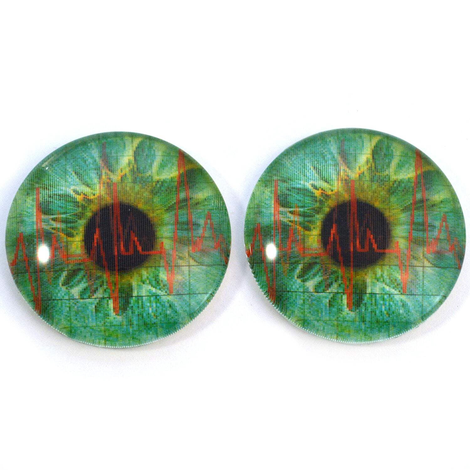 Electrocardiogram Green Heart Monitor Animated Glass Eyes - Walmart.com