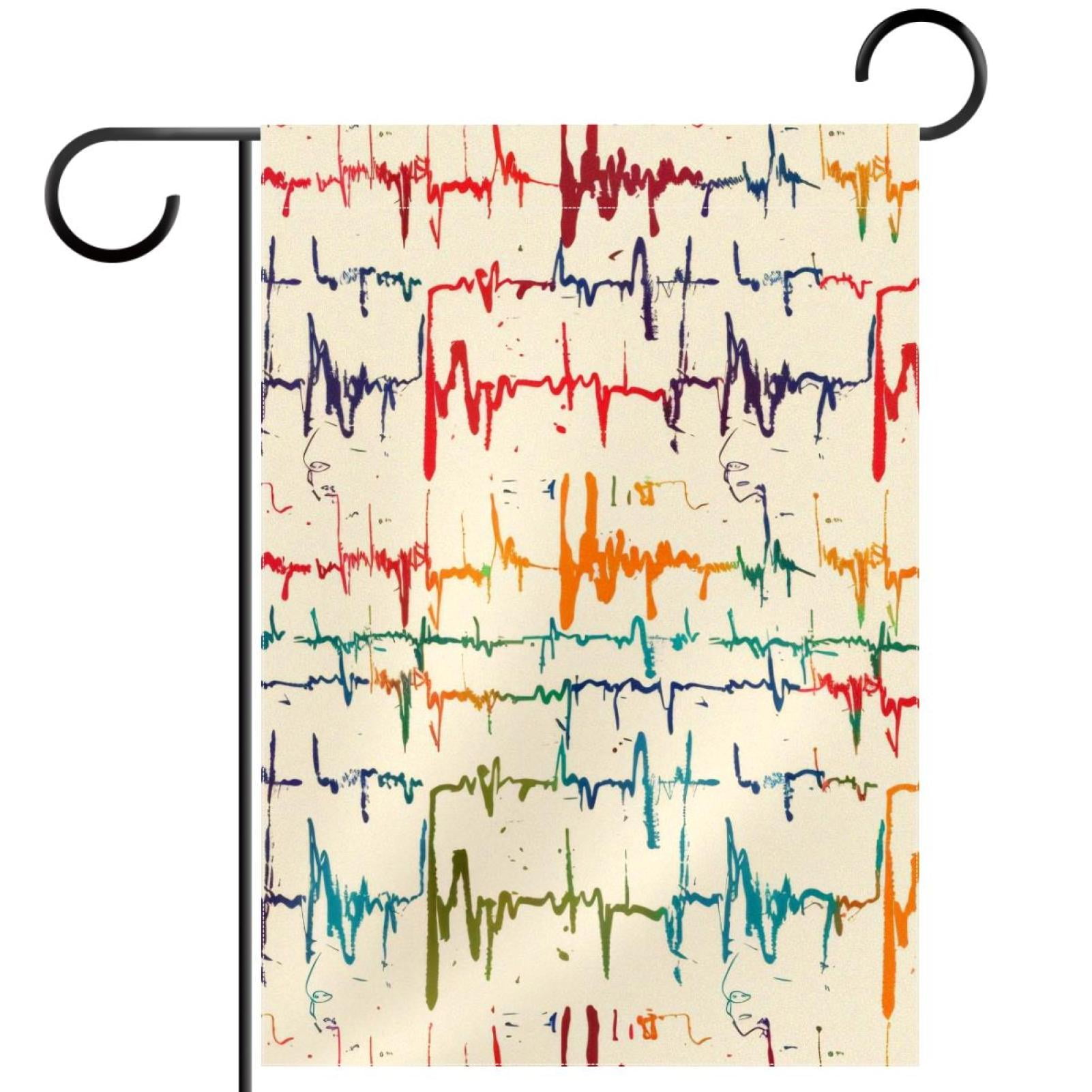 Electrocardiogram Heart Beat Colorful pattern Decorative Garden Flag ...