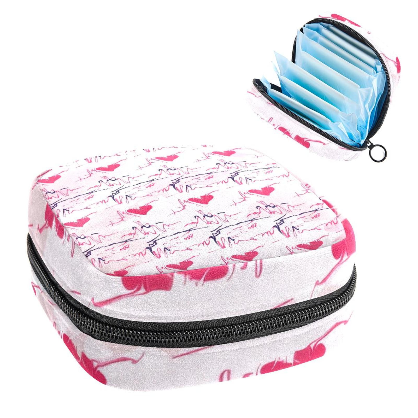 Electrocardiogram Heart Beat Pink Pattern Sanitary Napkin Storage Bag ...