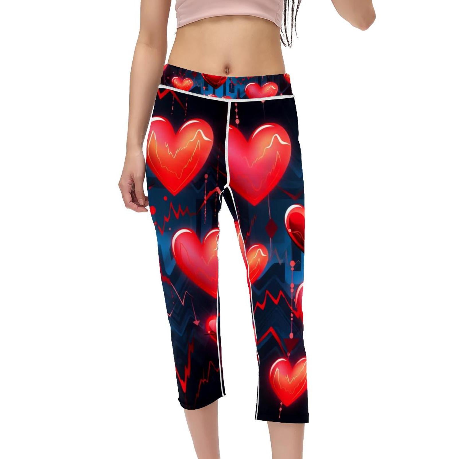 Electrocardiogram High Waist Capris Women Leggings Yoga Pants Running ...