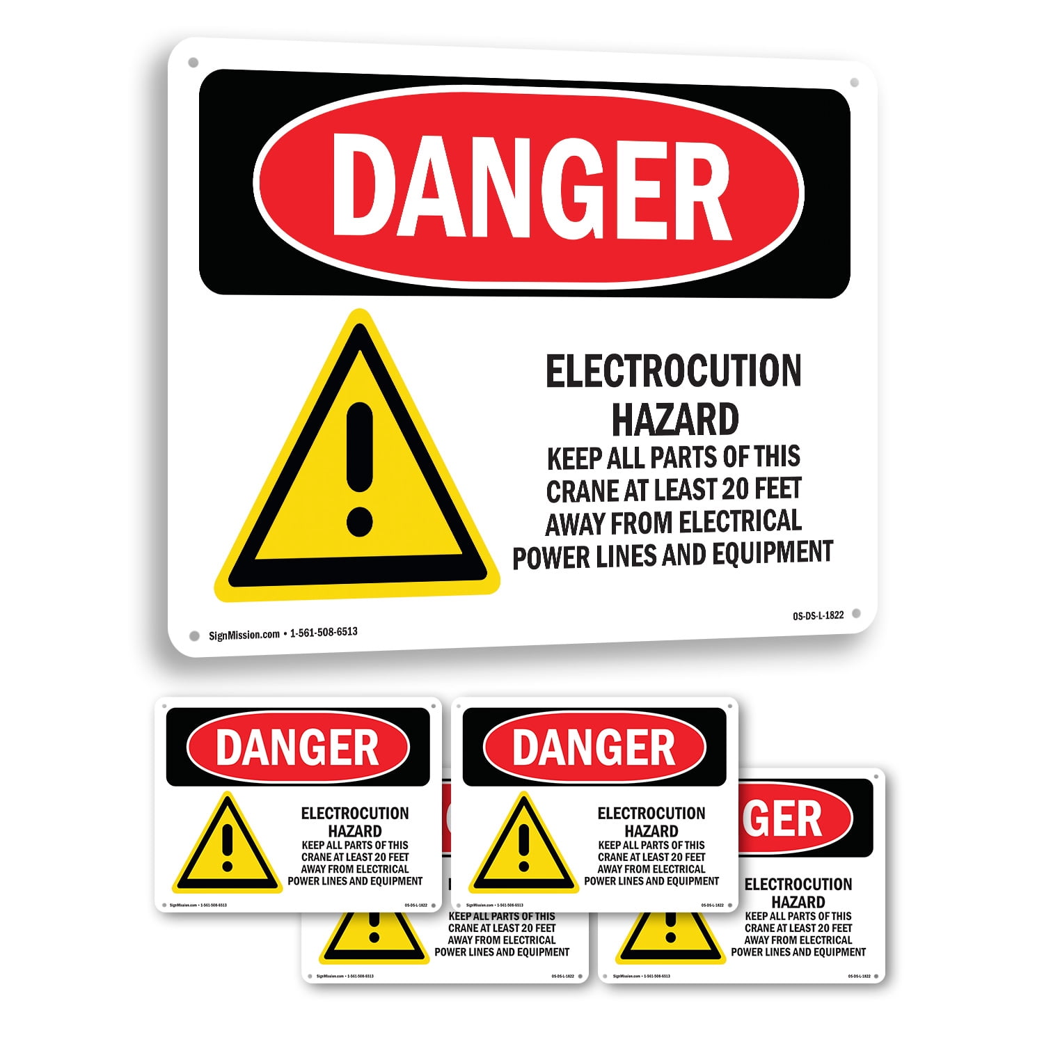 Electrocution Hazard Crane OSHA Danger Rigid Plastic Sign 10 Inch x 7 ...