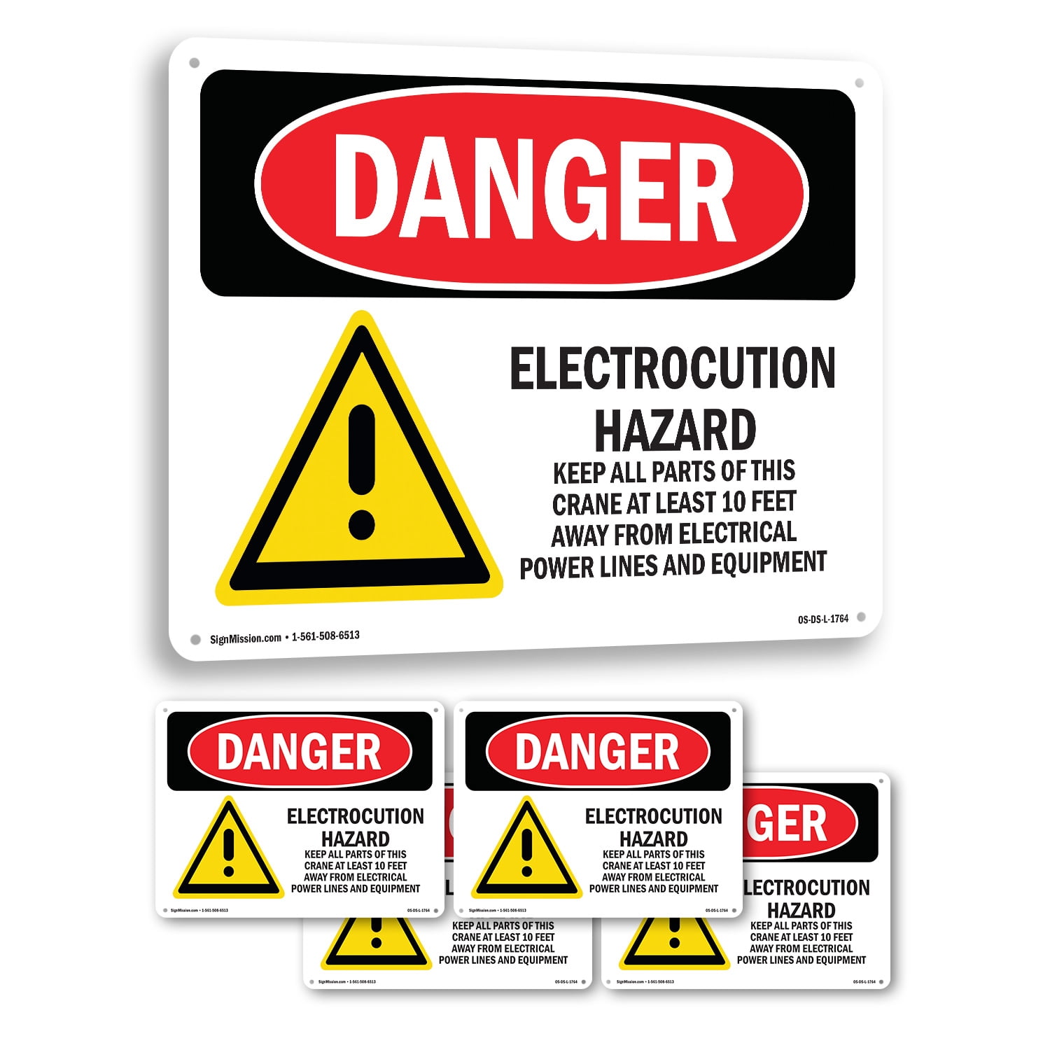 Electrocution Hazard Crane OSHA Danger Rigid Plastic Sign 18 Inch x 12 ...