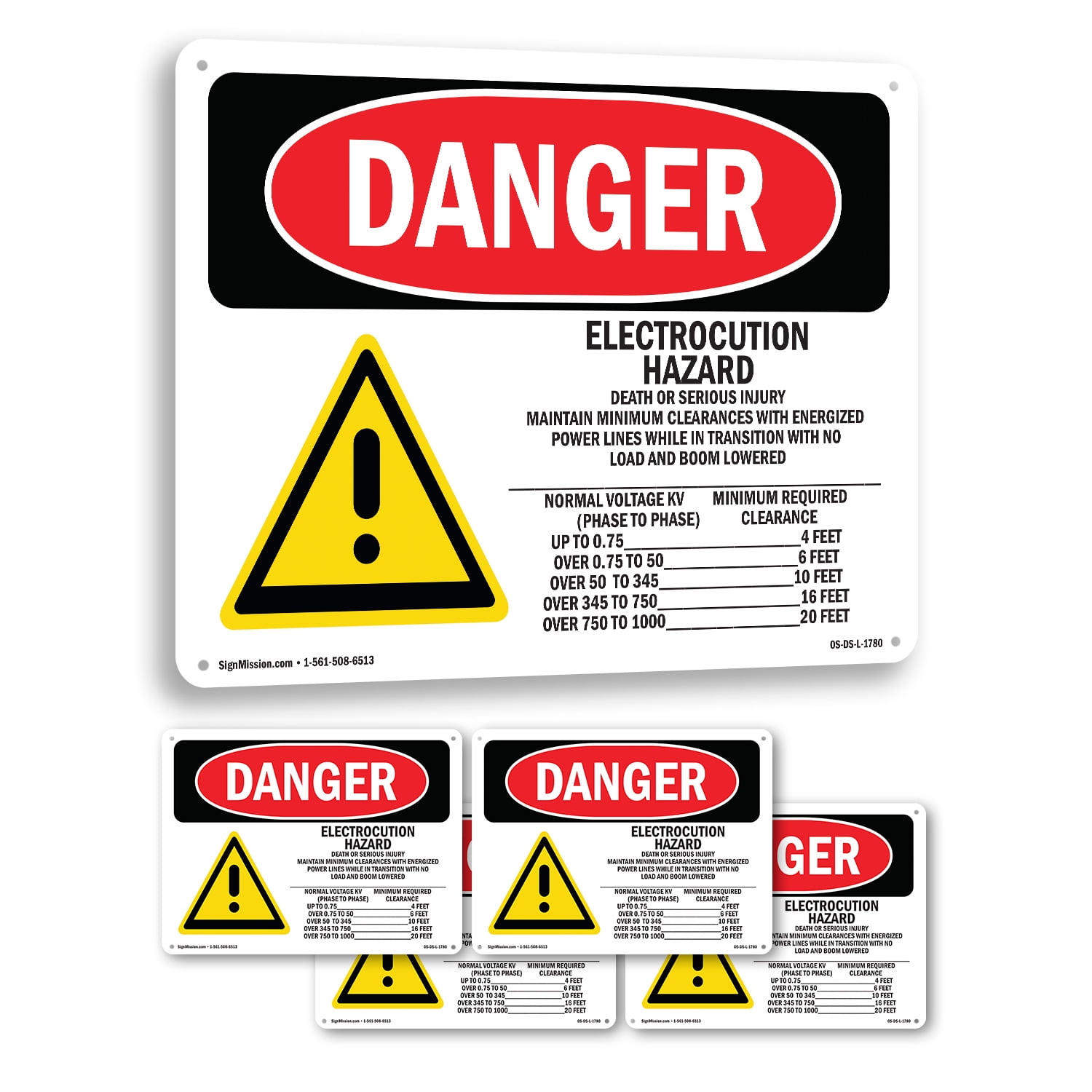 Electrocution Hazard Crane OSHA Danger Rigid Plastic Sign 24 Inch x 18 ...