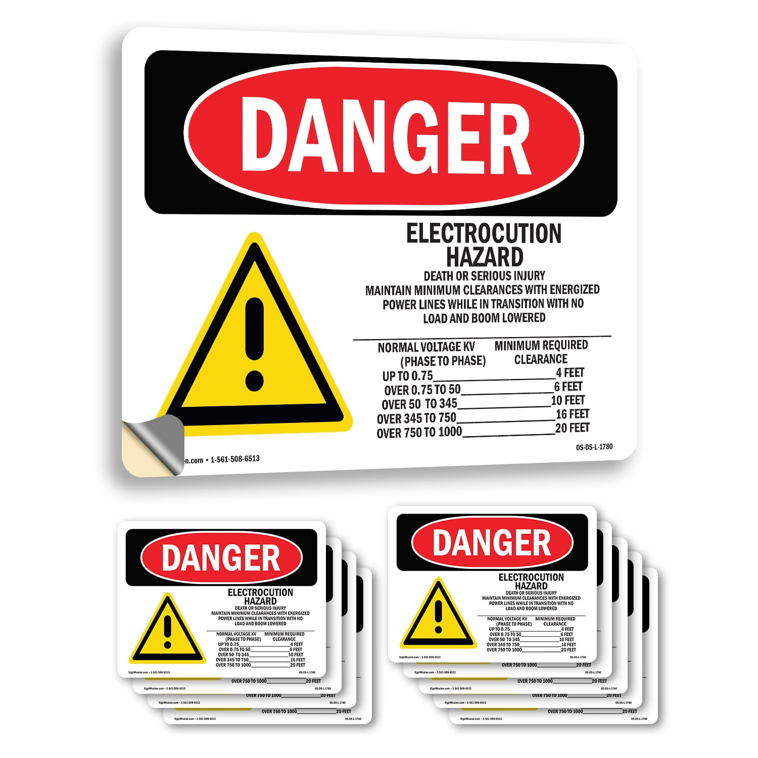 Electrocution Hazard Crane OSHA Danger Vinyl Decal Label 24 Inch x 18 ...