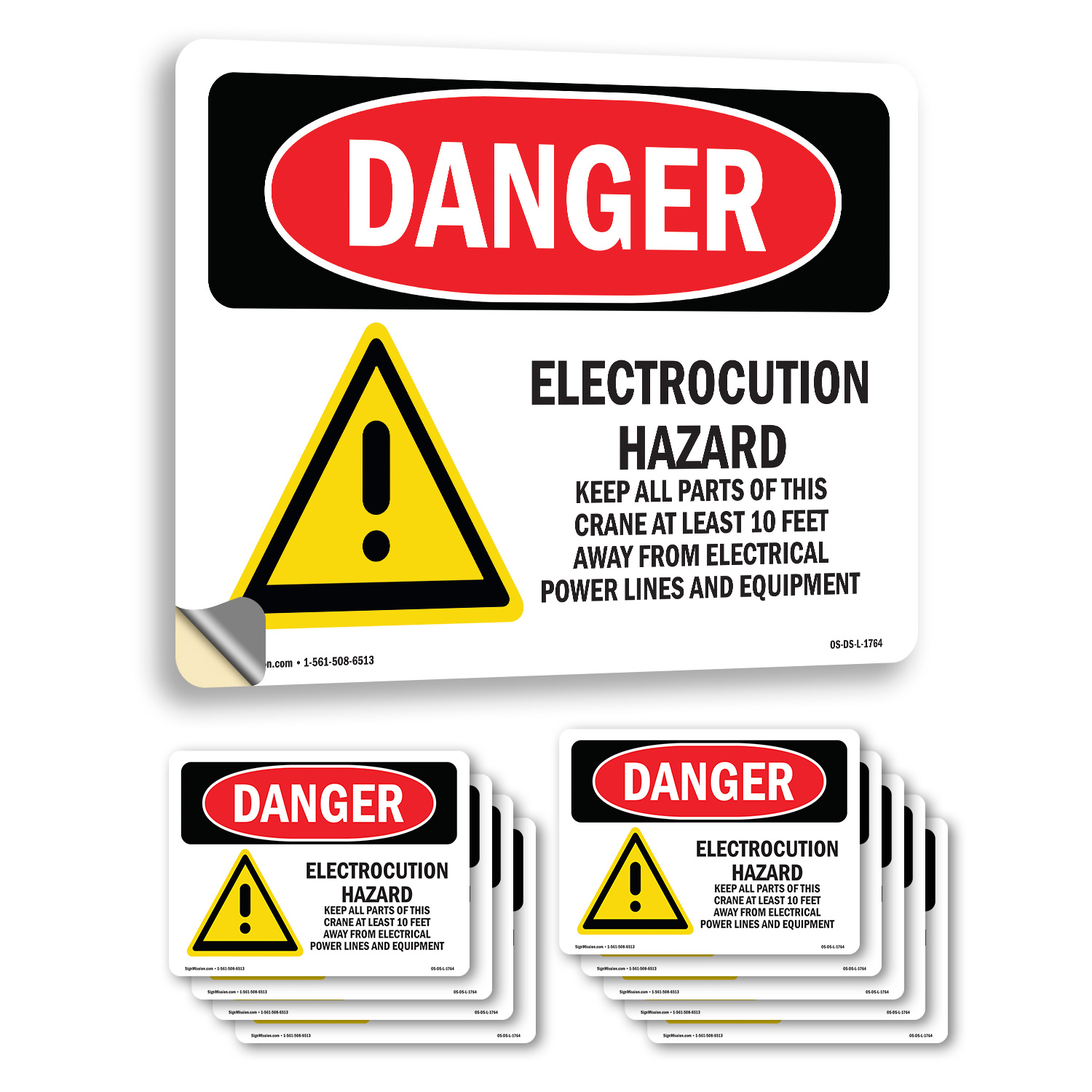 Electrocution Hazard Crane OSHA Danger Vinyl Decal Label 24 Inch x 18 ...