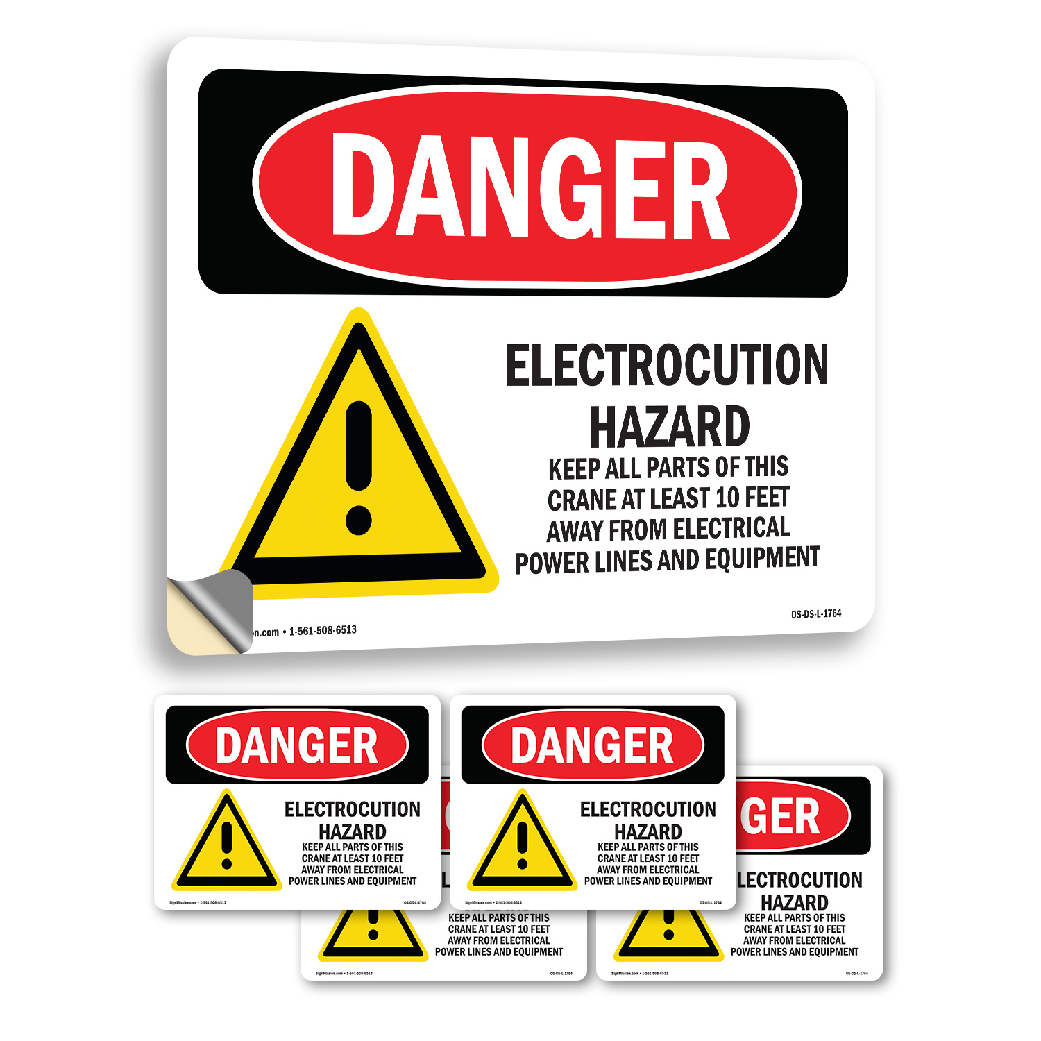 Electrocution Hazard Crane OSHA Danger Vinyl Decal Label 24 Inch x 18 ...