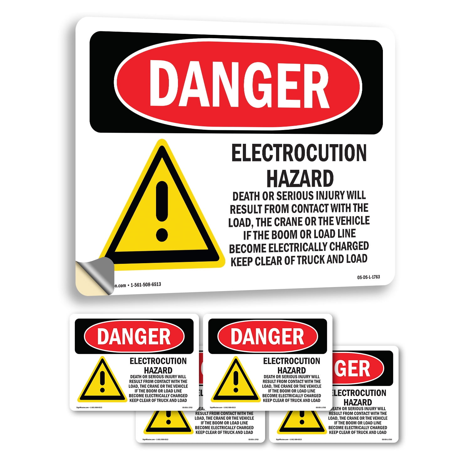 Electrocution Hazard Crane OSHA Danger Vinyl Decal Label 5 Inch x 3.5 ...