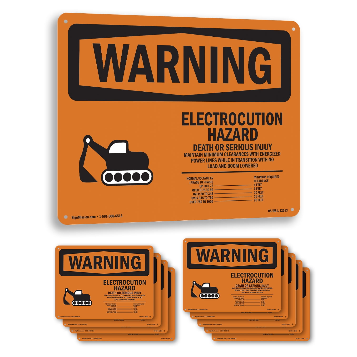 Electrocution Hazard Crane OSHA WARNING Rigid Plastic Sign 10 Inch x 7 ...