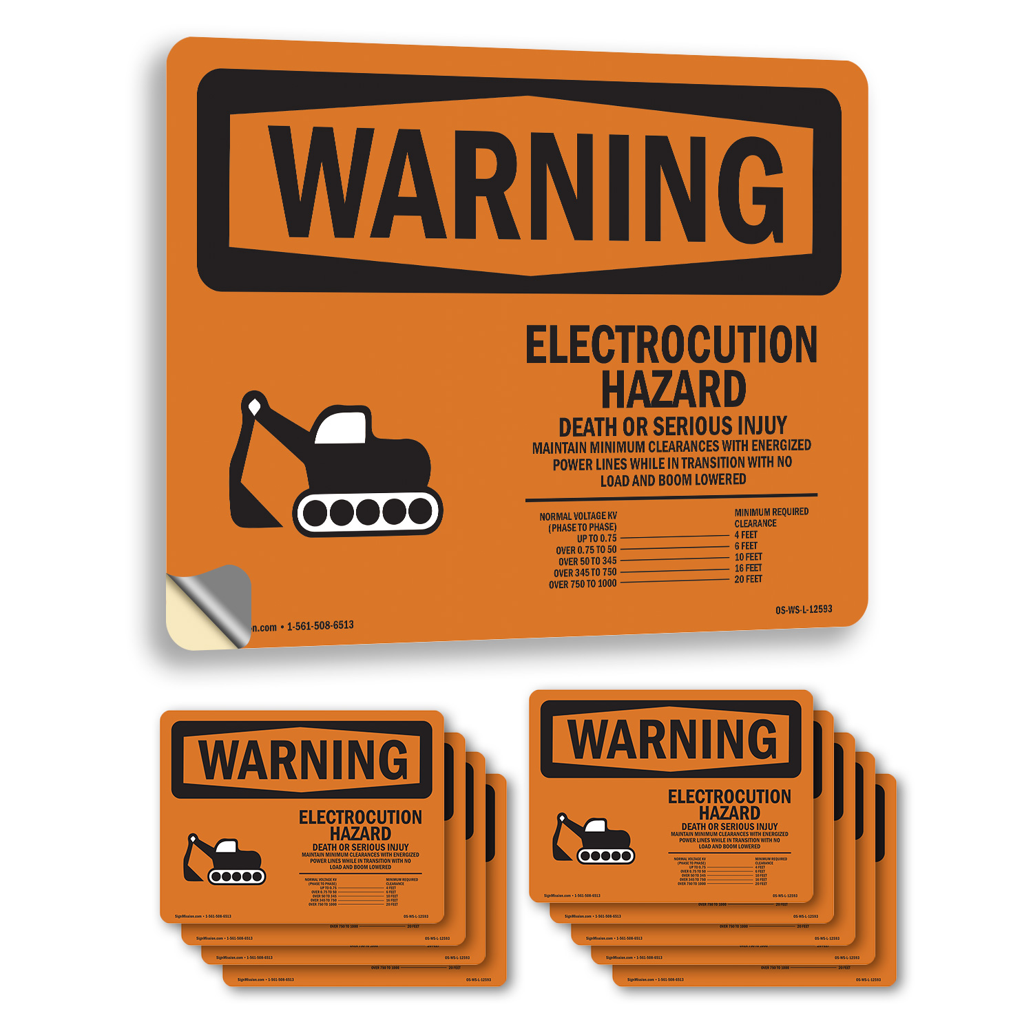 Electrocution Hazard Crane OSHA WARNING Vinyl Decal Label 14 Inch x 10 ...