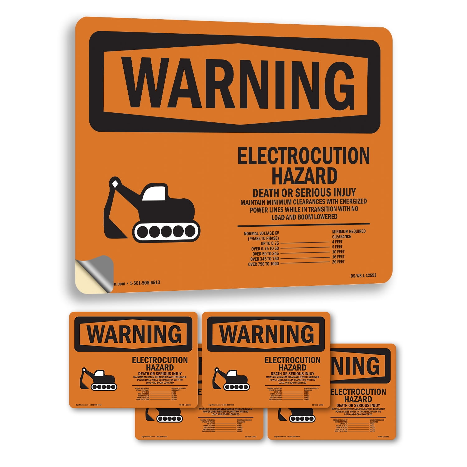 Electrocution Hazard Crane OSHA WARNING Vinyl Decal Label 5 Inch x 3.5 ...