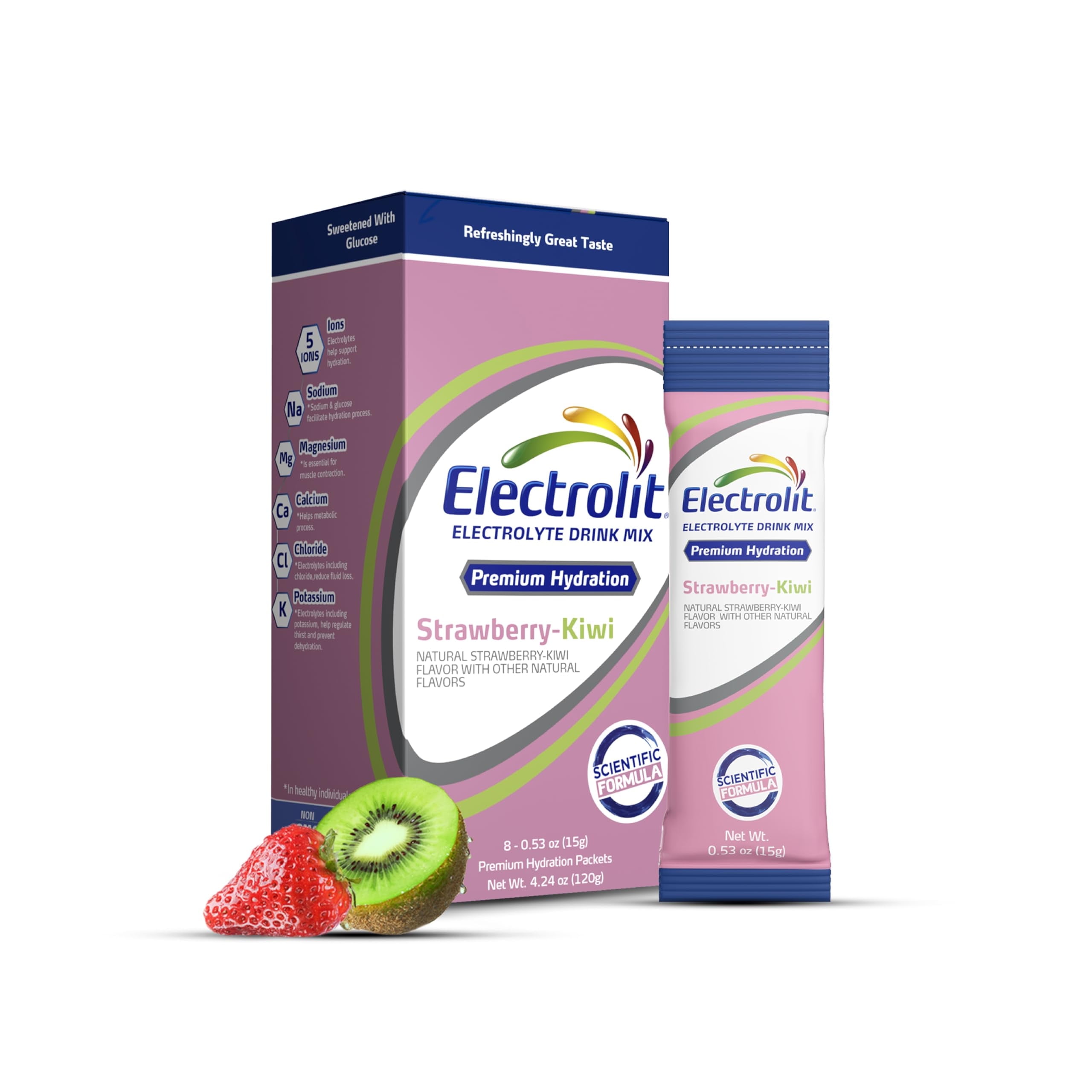 Electrolit Electrolytes Powder Packets, Strawberry Kiwi 8 Pack ...