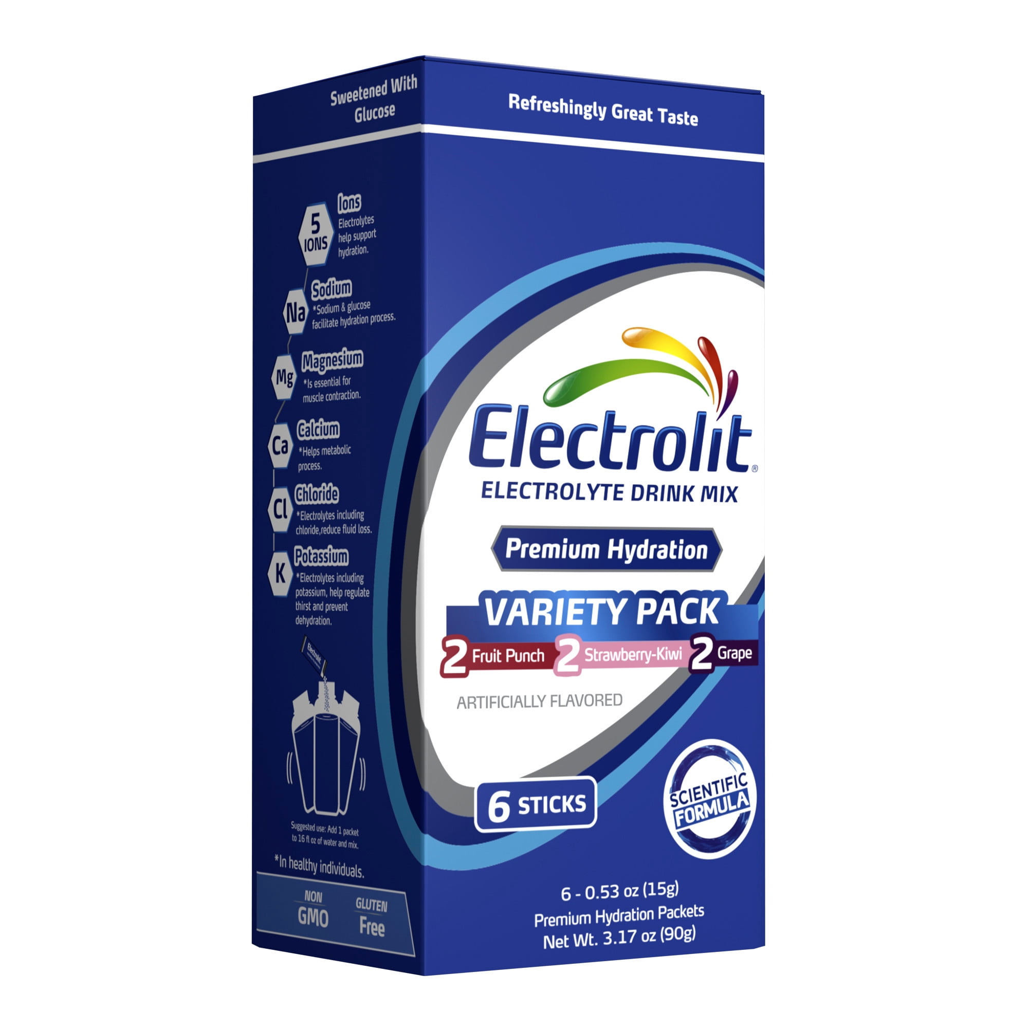 Electrolit Powder Drink Mix, 2-Fruit Punch, 2-Strawberry-Kiwi, 2-Grape ...