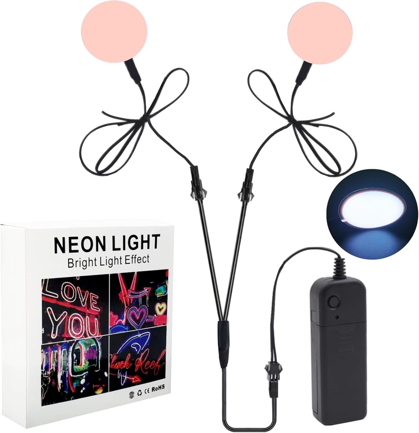 Electroluminescent EL Panels Round Neon Lights with Battery Case - Neon ...