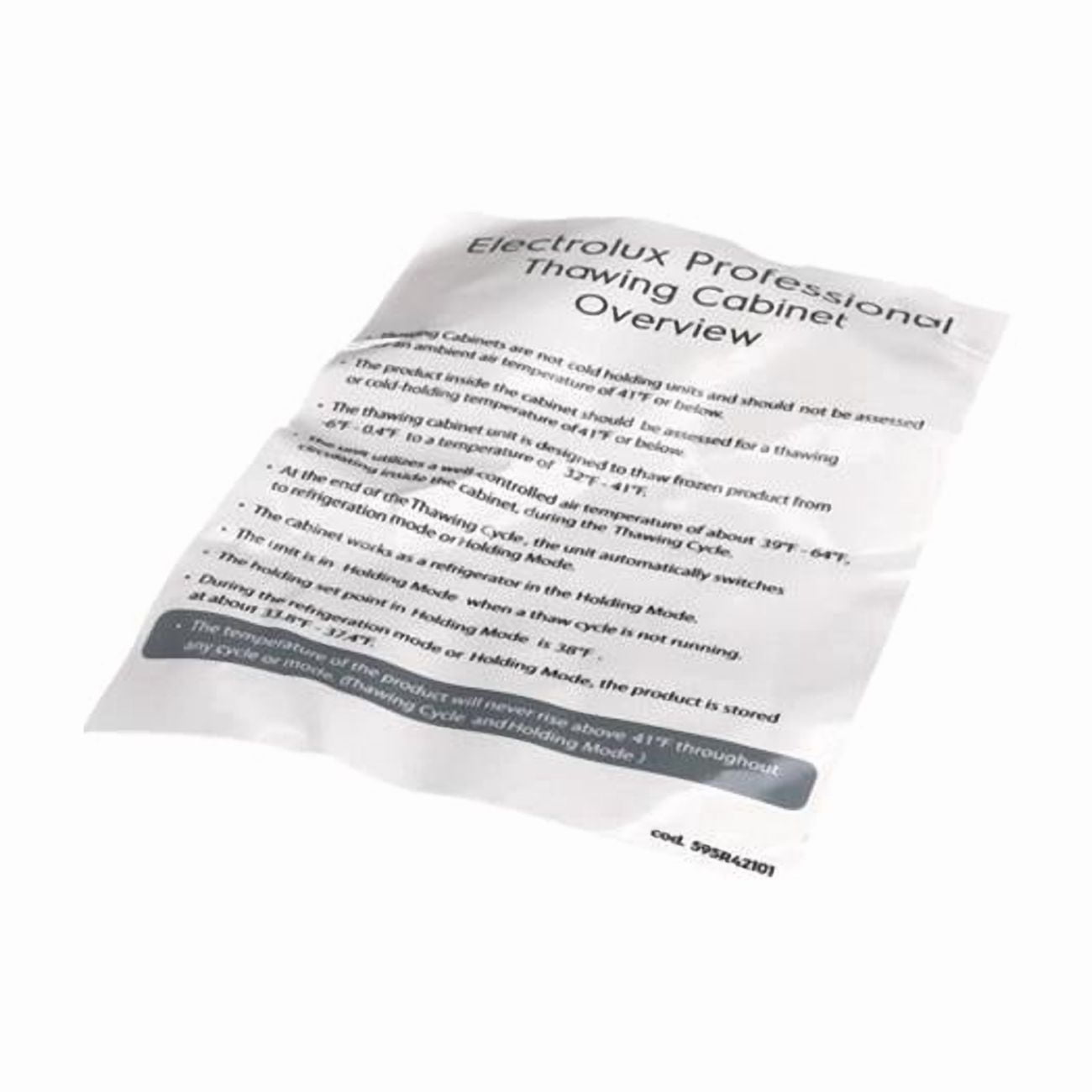 Electrolux Professional 096667 Thawing Cabinet Overview Sticker ...