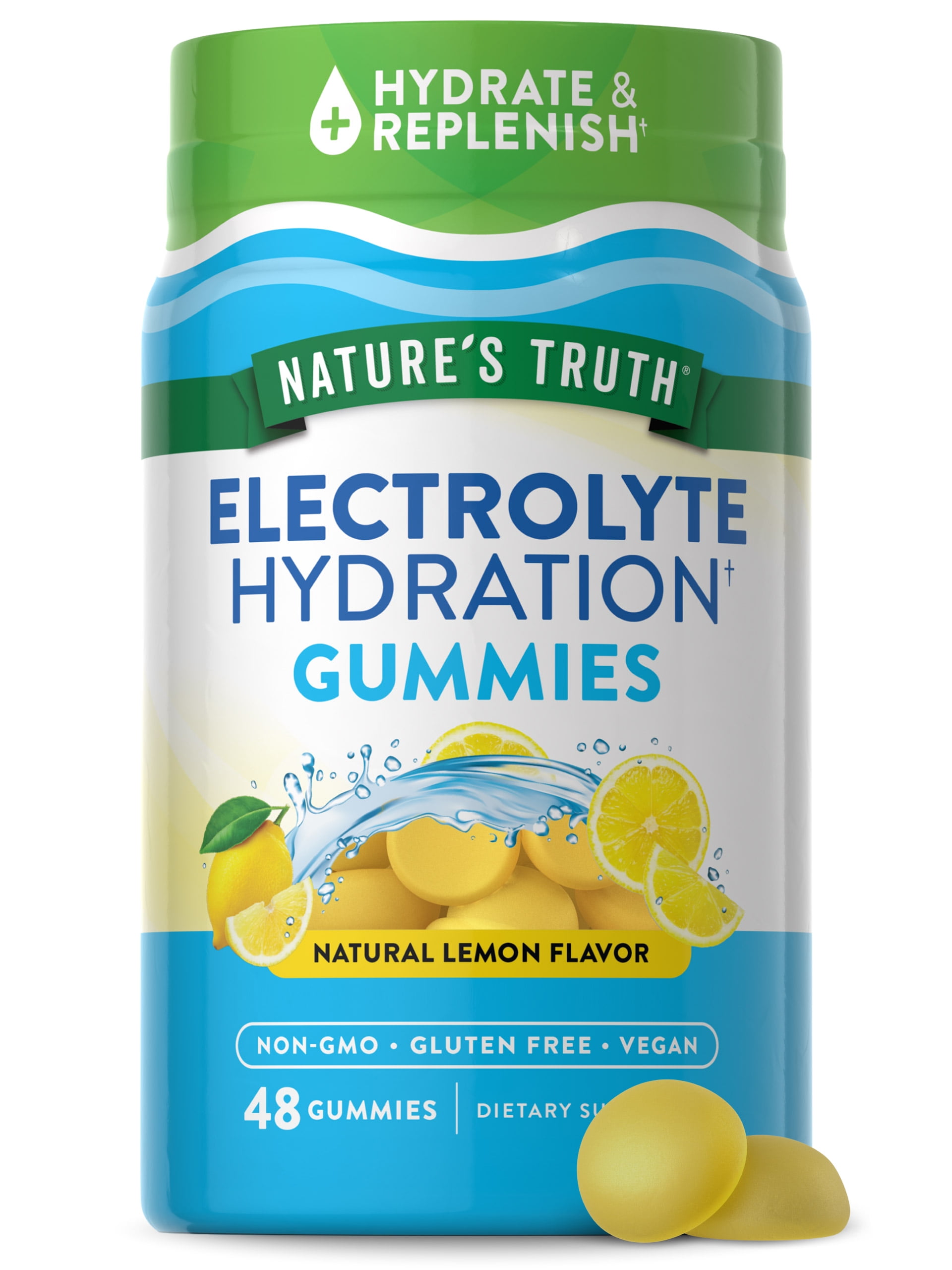 Electrolyte Gummies for Hydration | 48 Count | Vegan, Non-GMO & Gluten Free Supplement | Lemon ...