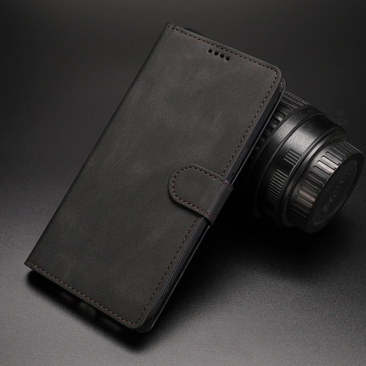 Wallet PU leather phone case with card slot magnetic closure TPU shock ...
