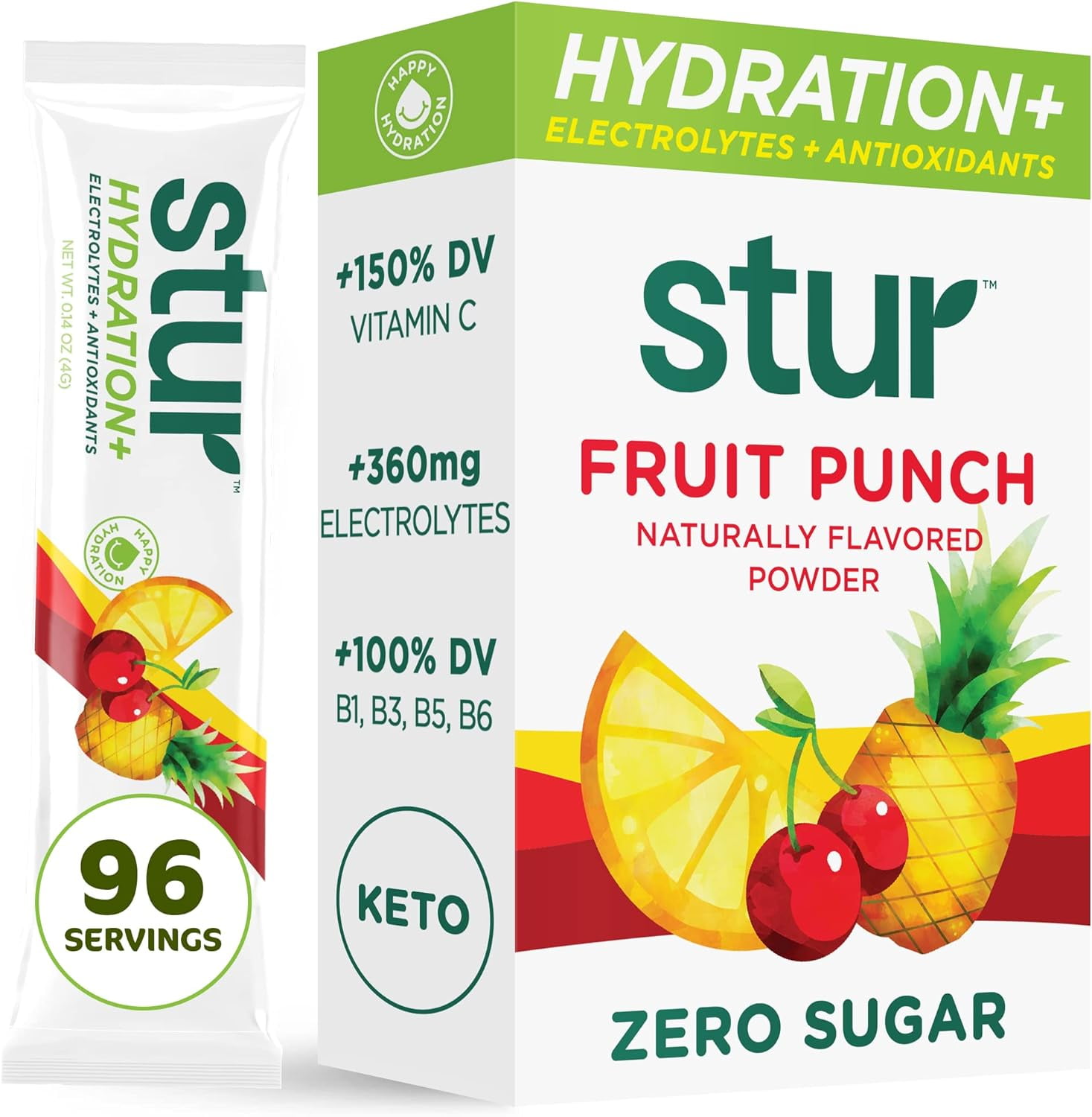 Electrolytes Powder Hydration Packets | Fruit Punch | Sugar Free Water ...
