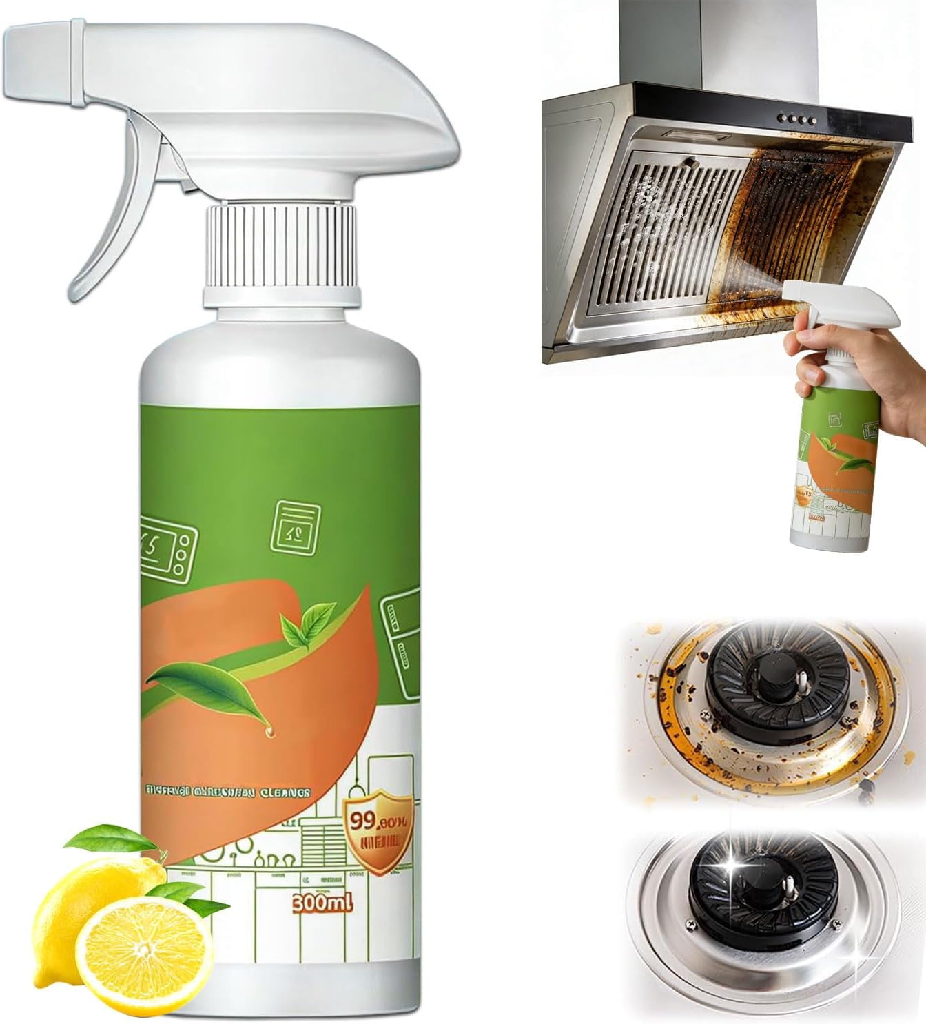 Electrolyzed Ion Kitchen Cleaner Spray, 300ml Natural Enzyme Multi ...