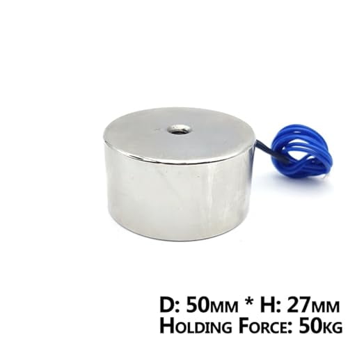 Electromagnet 50/27 DC 6V 12V 24V Cylinder Electric Magnets 50KG/500N ...