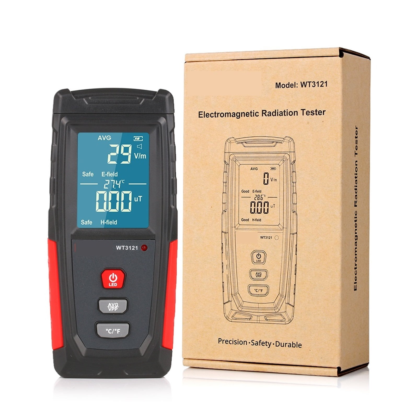 Electromagnetic Field Radiation Detector Tester Emf Meter Rechargeable ...