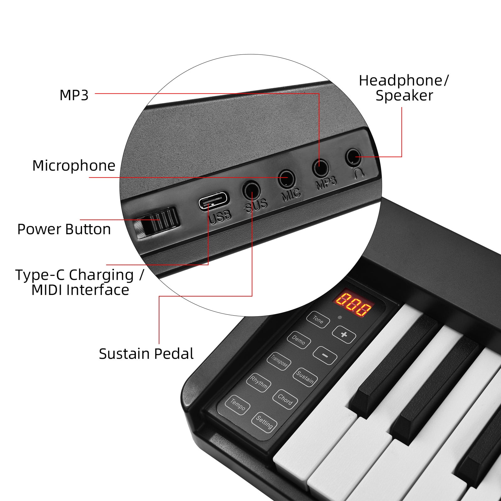 Electronic 61-Key Foldable Electronic Piano Multifunctional Electronic ...
