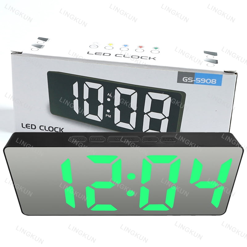 Electronic Alarm Clock Noiseless Design Digital LED Large Display ...