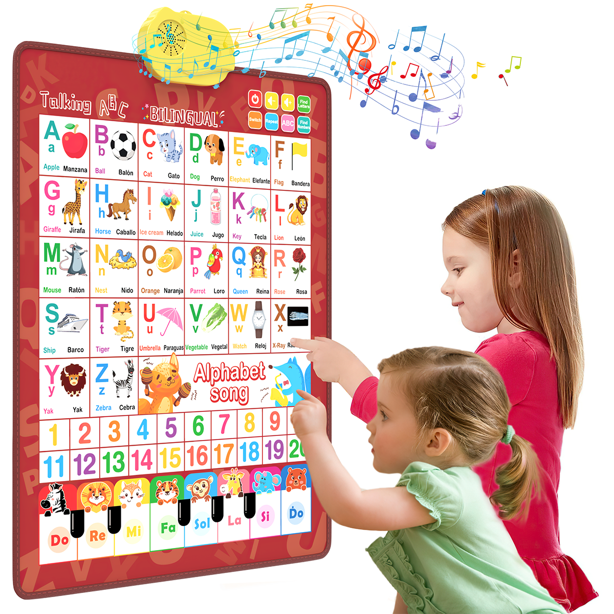 TABGIME 2 Sheets Electronic Interactive Alphabet Wall Chart Talking ...