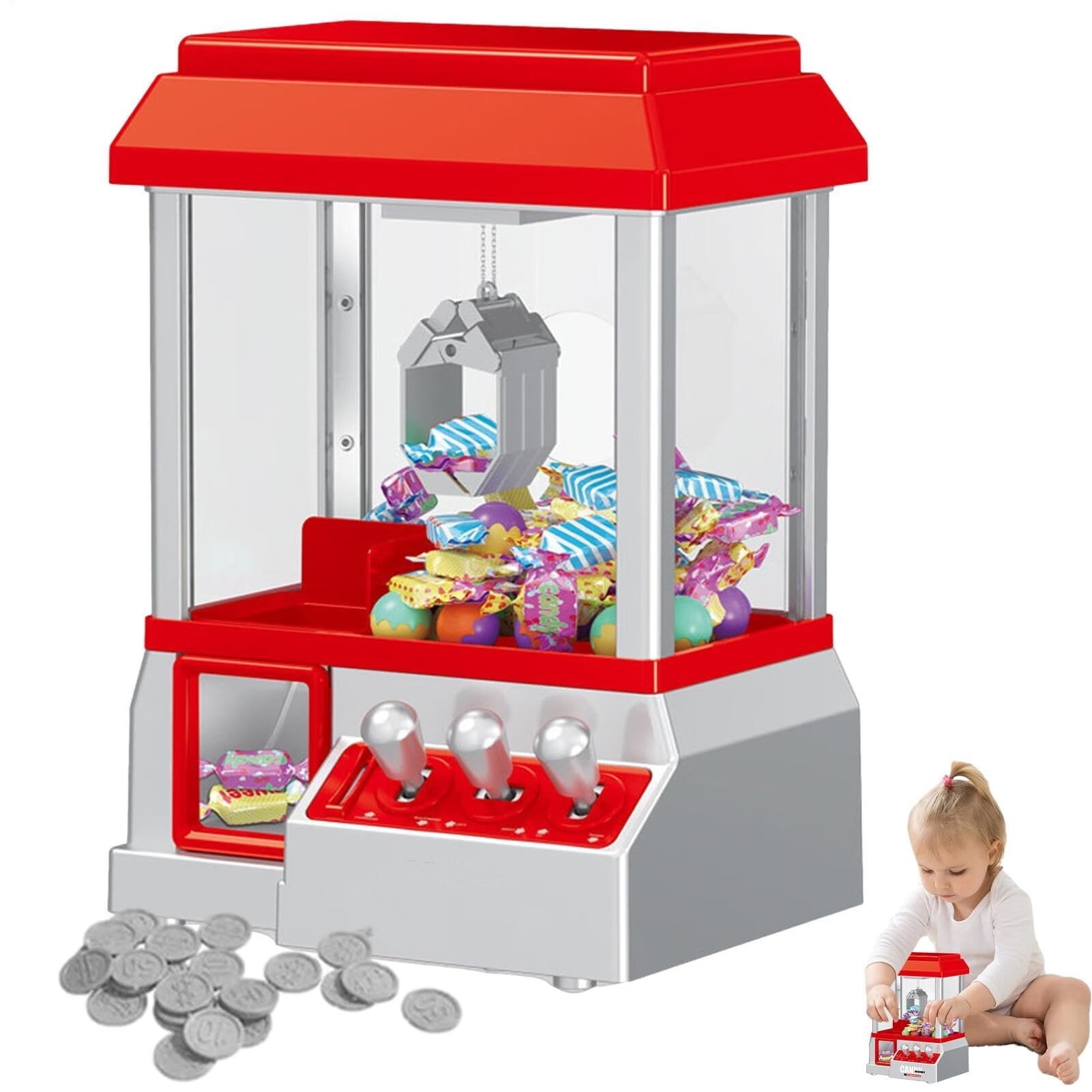 Electronic Arcade Claw Machine, Candy Prize Dispenser Game with Sound ...
