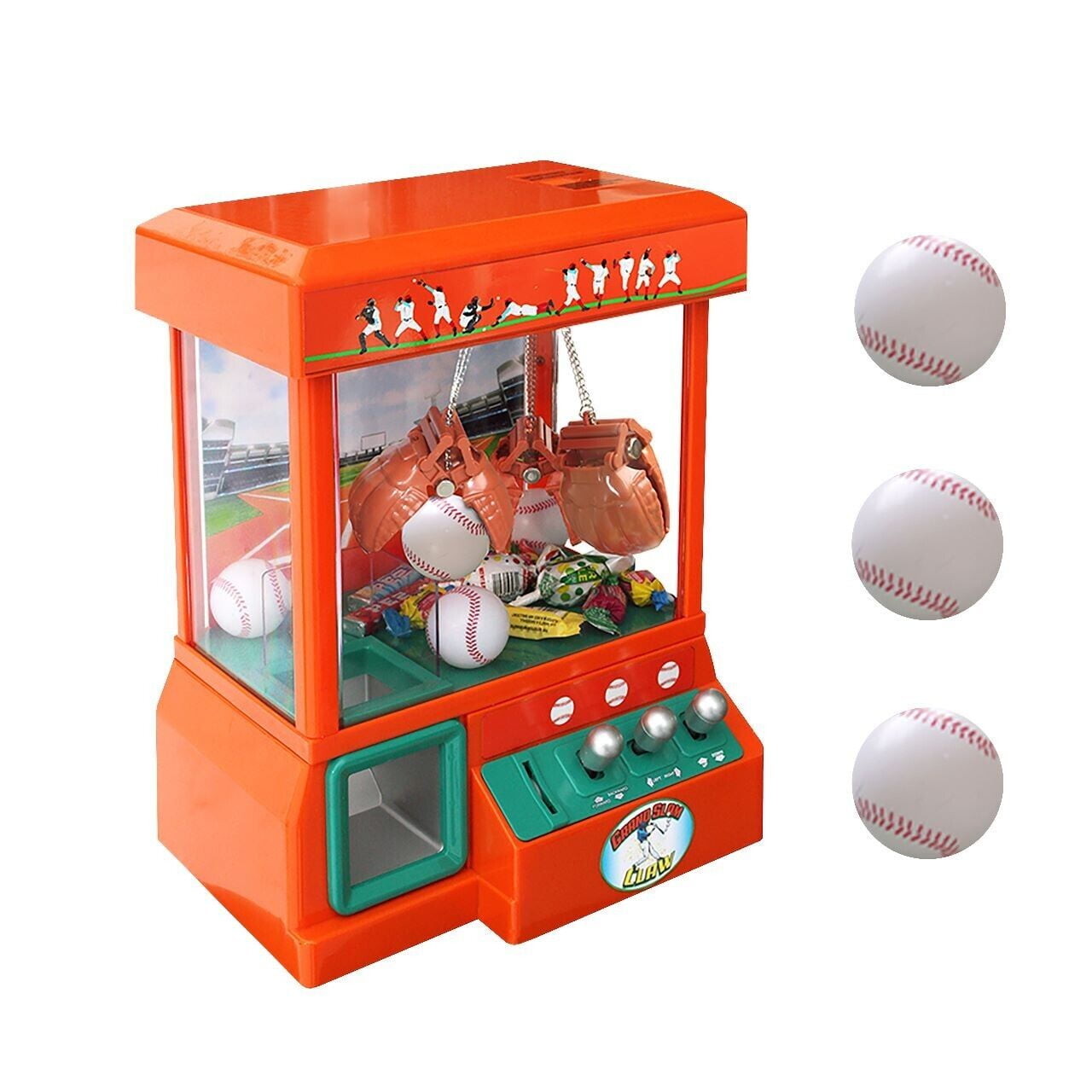 Electronic Arcade Claw Machine Mini Candy Prize Dispenser Toy- Baseball ...