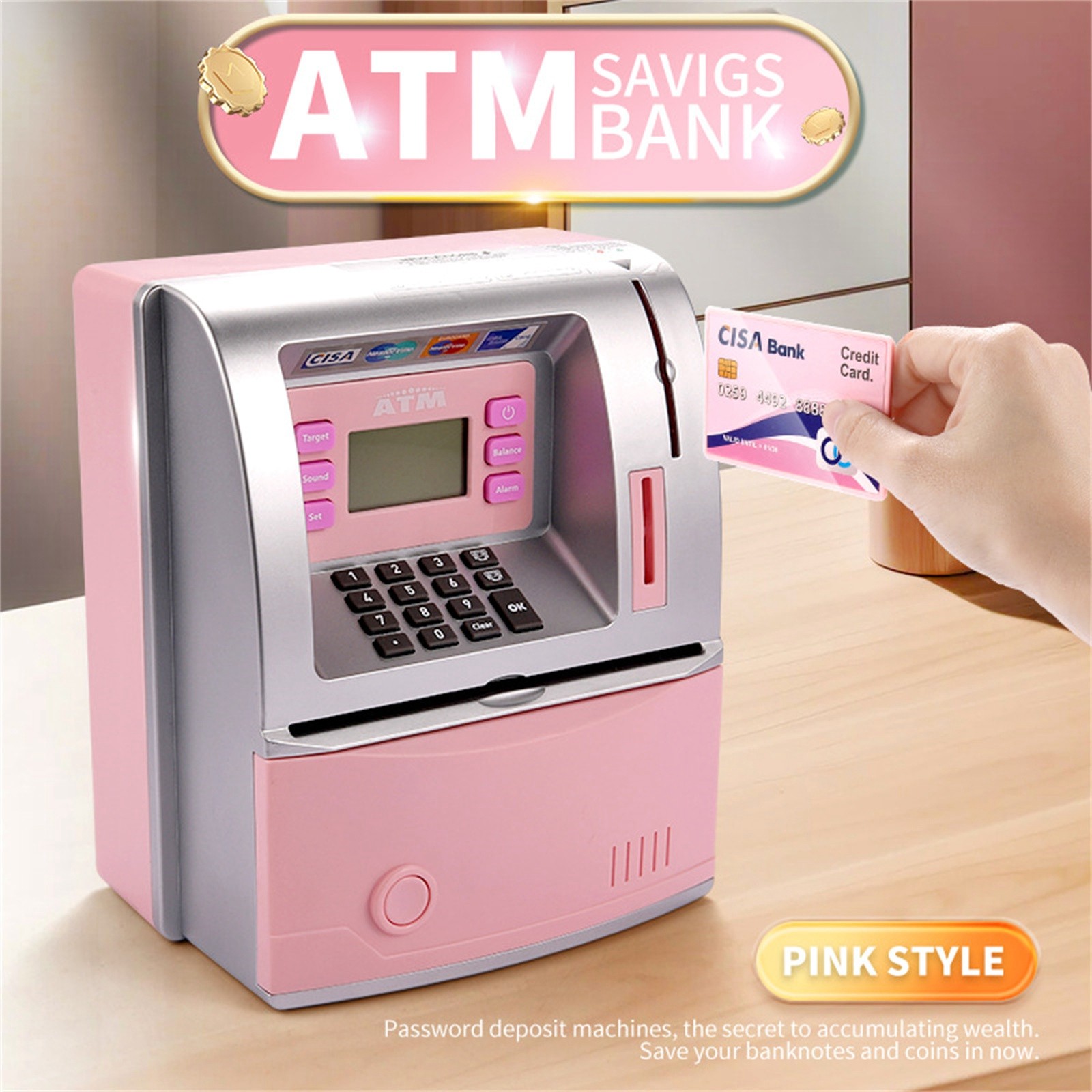 Electronic Atm Bank For Kids, Atm Machine Bank With Debit Card For ...