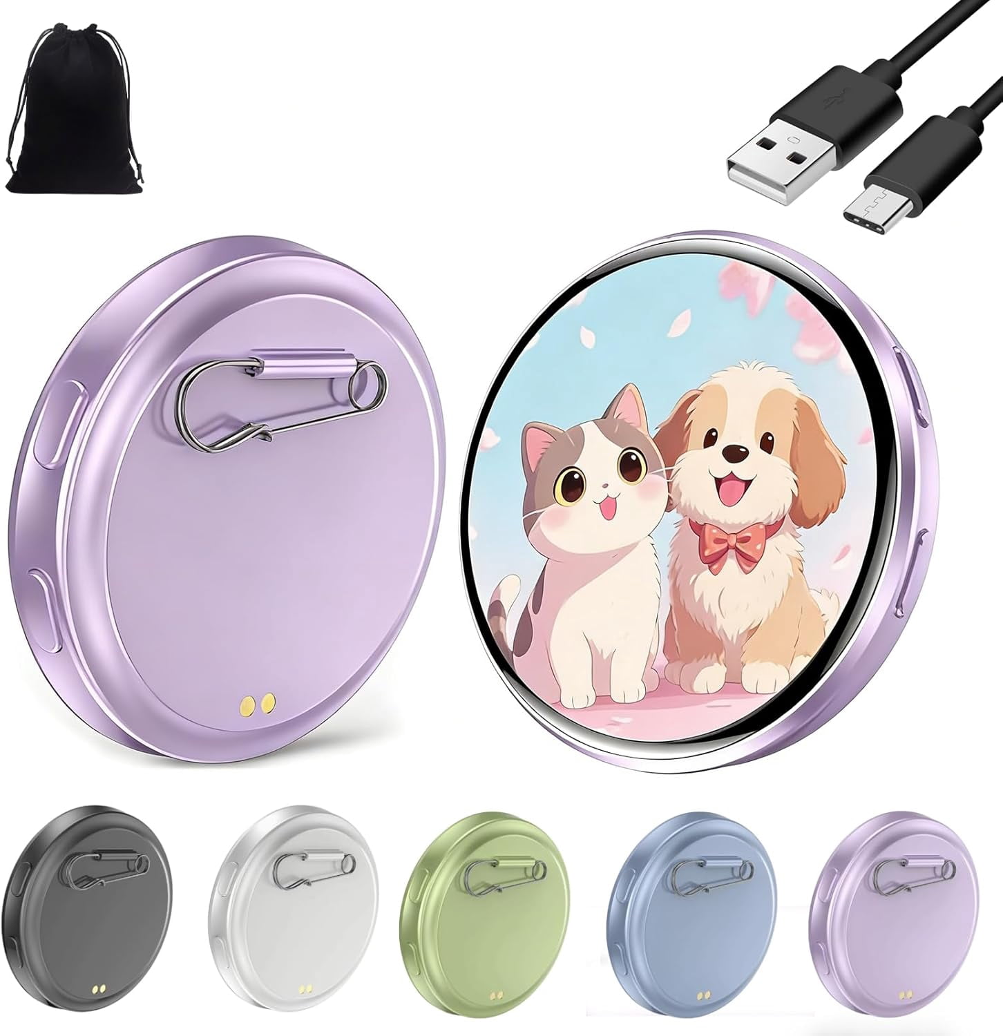 Electronic Badge Digital Display Pin, 1.8'' HD Touch Screen Electronic ...