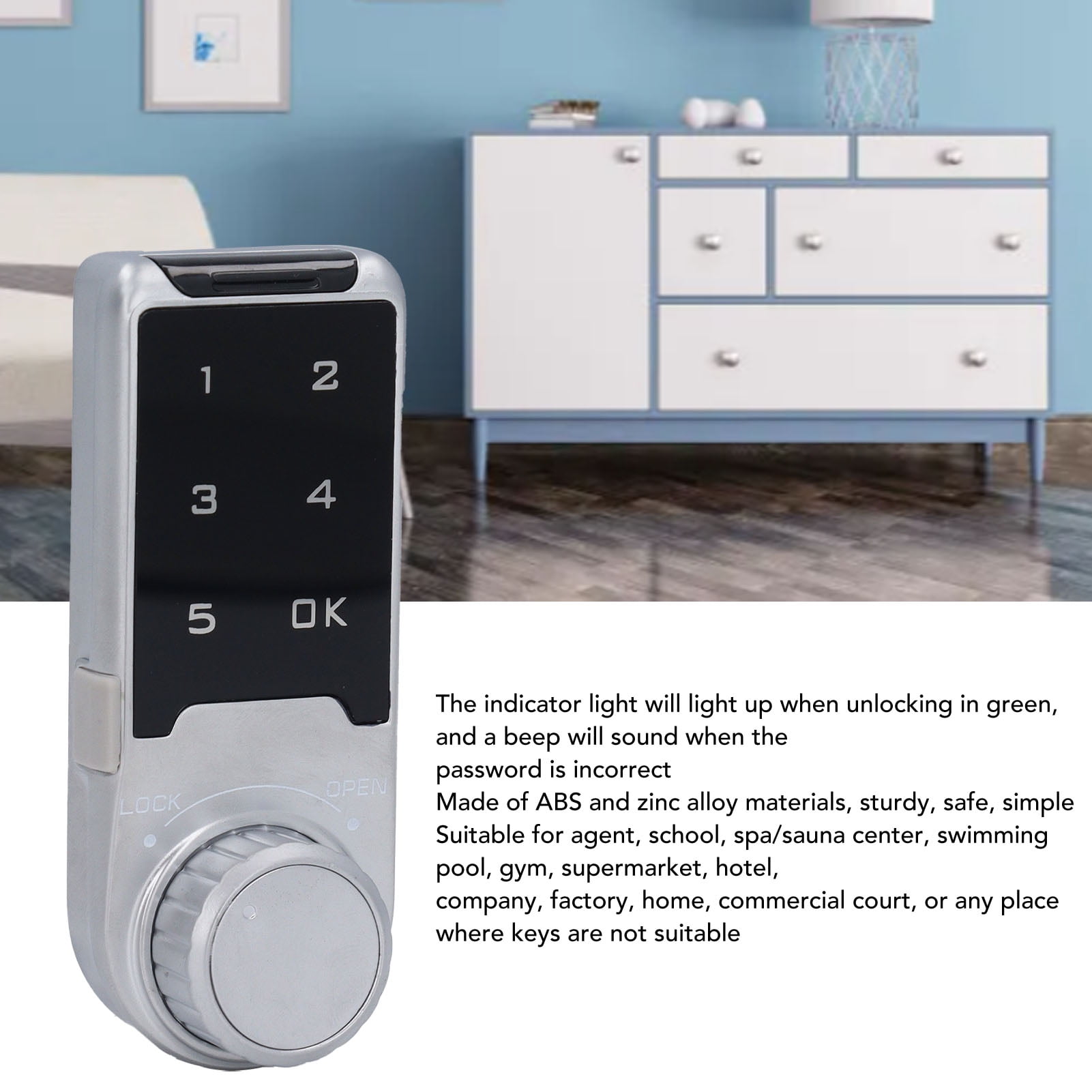 Electronic Cabinet Security Lock, Touch Keypad, Customizable Code, Low ...