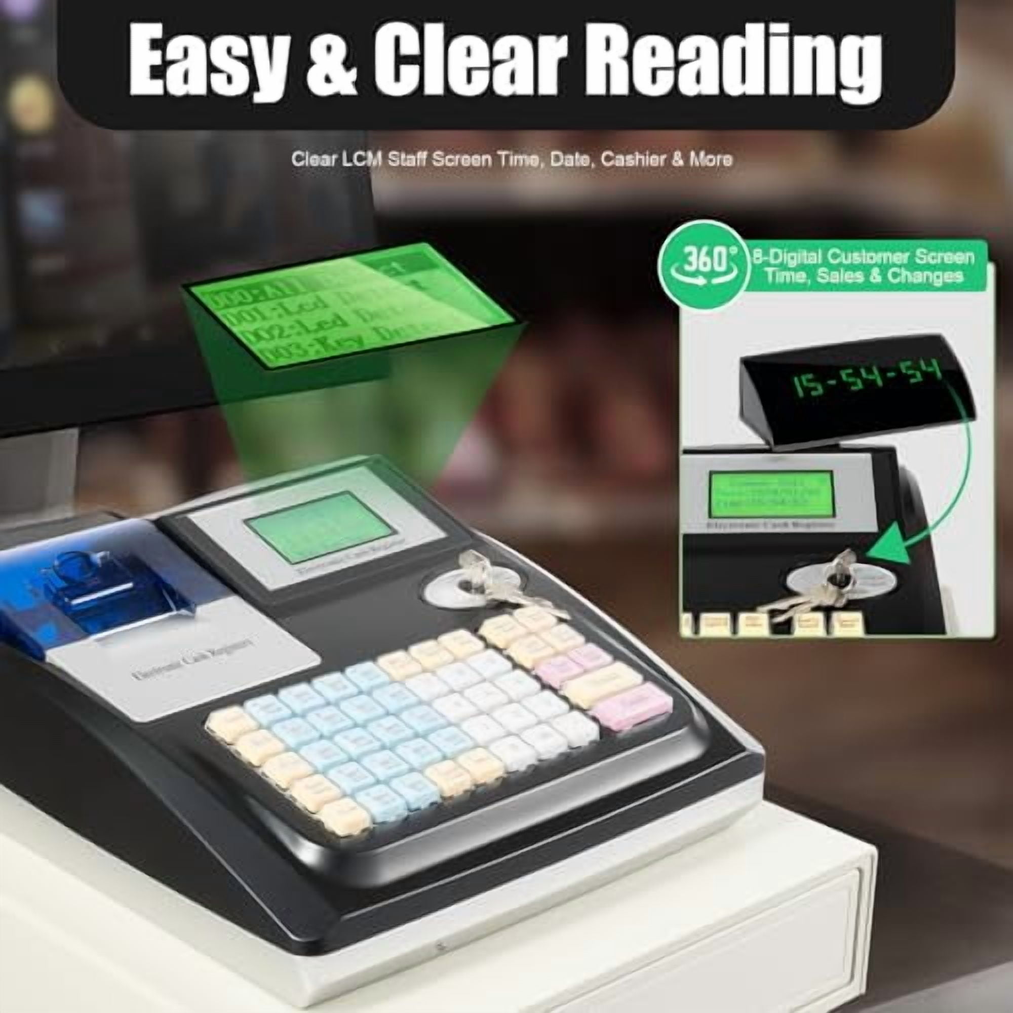 Electronic Cash Register, 36 Slots Cash Management System with Display ...