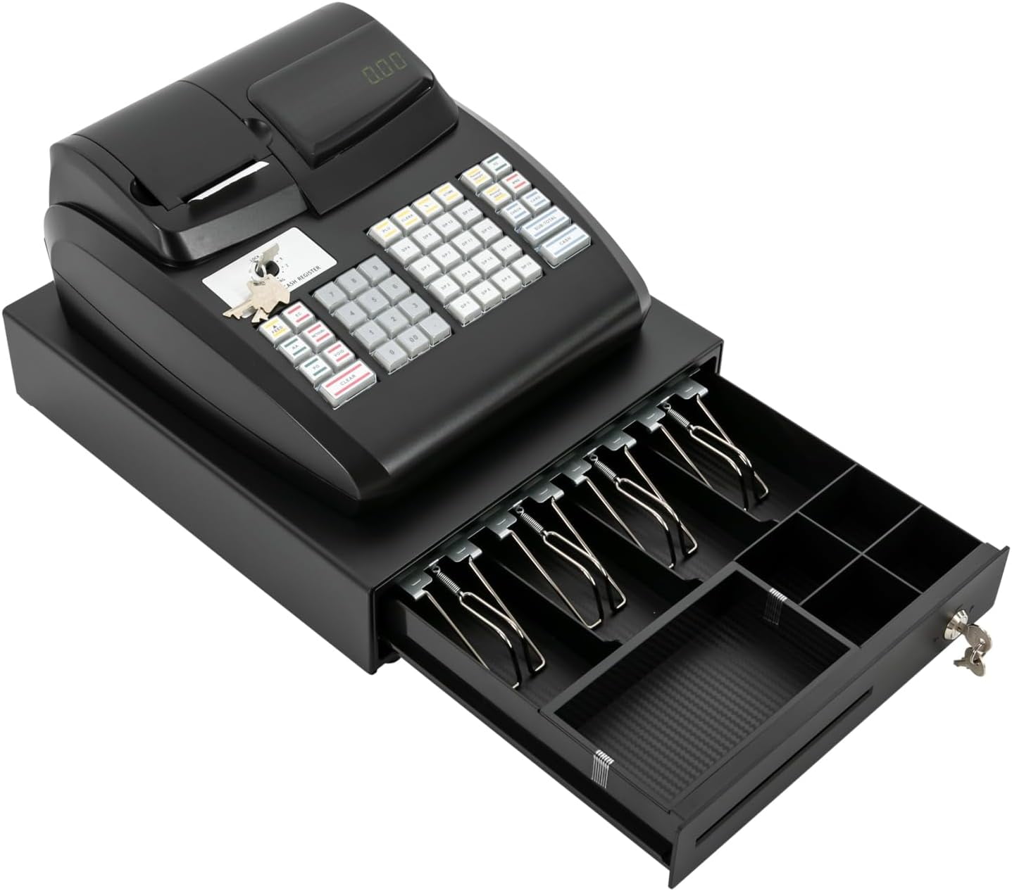 Electronic Cash Register, 47 Keys 28W Cash Register for Small Businesses with with 2.4in/s ...