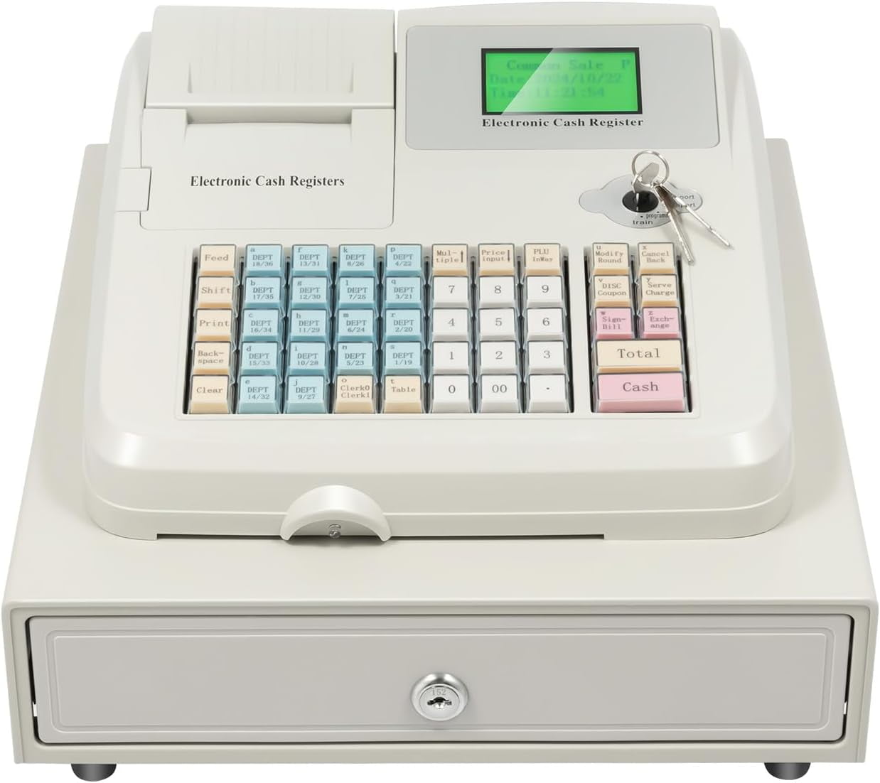 Electronic Cash Register, 48 Key Cash Register with Barcode or Thermal ...