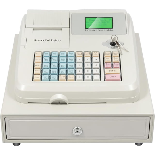 Electronic Cash Register, 48 Key Cash Register with Barcode or Thermal ...