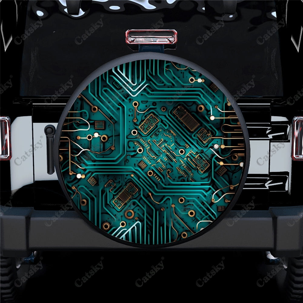 Electronic Circuits Board Design Polyester Universal Spare Wheel Tire ...
