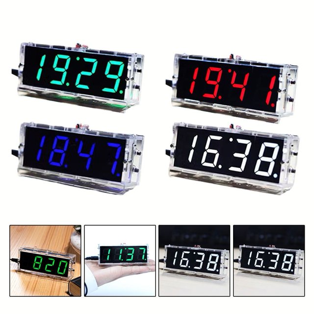 Electronic Clock Diy Kit Led Microcontroller Kit 4-Digital Clock Time Light Control Temperature ...