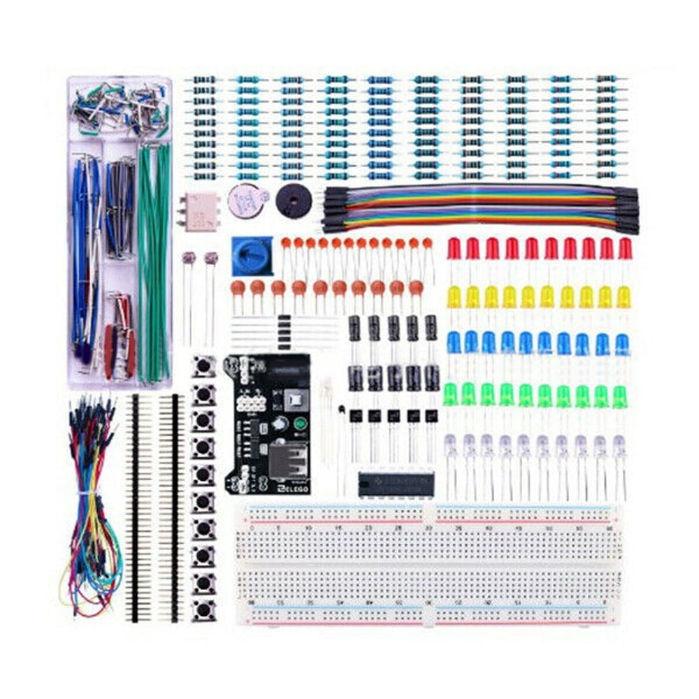Electronic Component Basic Starter Kit w/830 Tie-points Breadboard Power Supply - Walmart.com