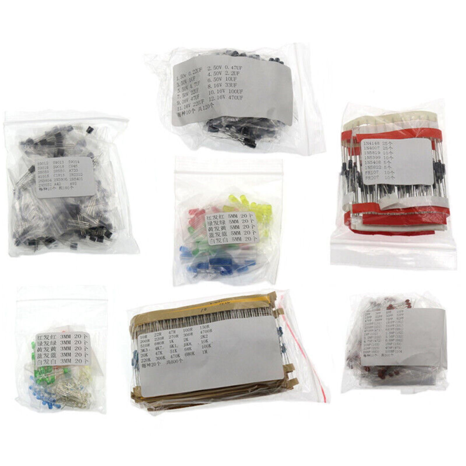 Electronic Components Kit with LED, Resistor, Capacitor, Diode ...
